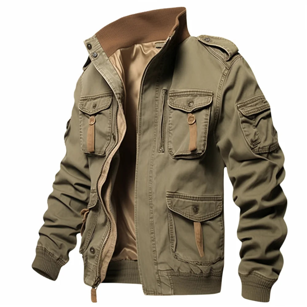 Men's Vintage Military Cargo Jackets Cotton Army Bomber Jacket ...